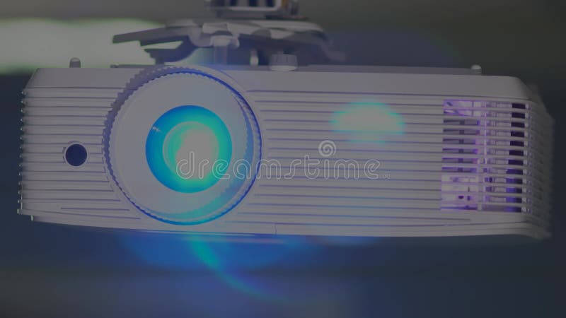 Front Close-up View of Overhead Digital Projector with Lens Switching ...