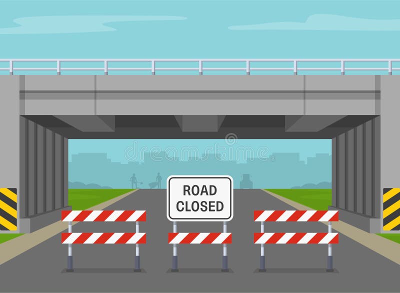 Front Close-up View of "Road Closed" Warning Sign Placed in Front of an ...