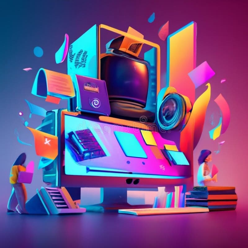 Front of a Computer Monitor Stock Illustration - Illustration of ...