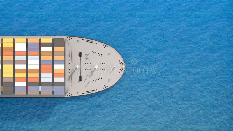 Front of Container Ship Top View with Copy Space Stock Illustration ...