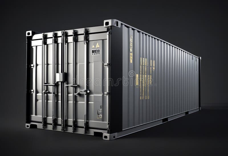 Front 3d One Cargo Rendering Black Lit Closed Standing Container Mly ...