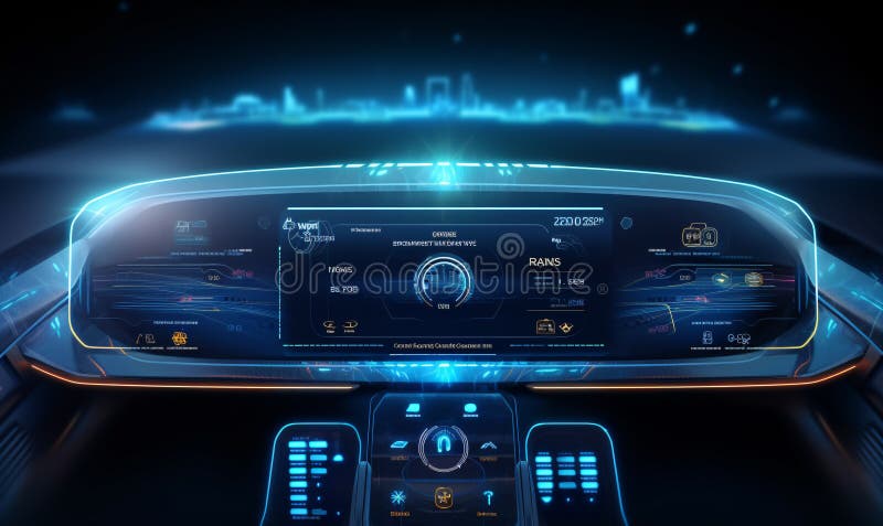 The Front Dashboard of a Futuristic Car of the Future, Stock ...