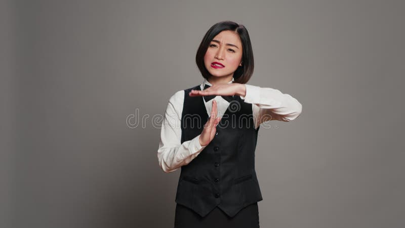 Front Desk Employee Asking for a Break in Studio Stock Footage - Video ...