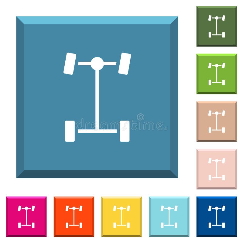 Front Differential White Icons on Edged Square Buttons Stock Vector ...