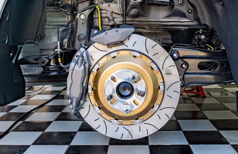 Front disc brake on car stock image. Image of maintenance - 174994953