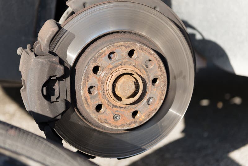 Front Disk Brake Assembly on a Modern Car Stock Photo - Image of ...