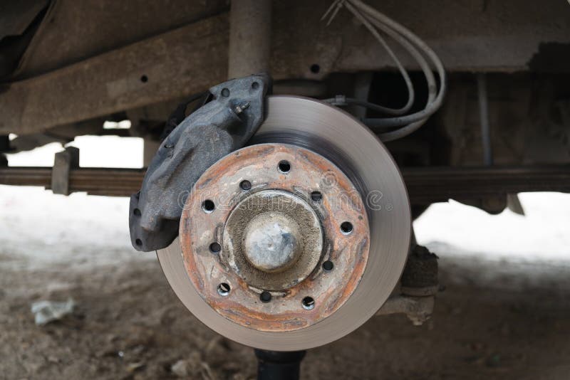 Front Disk Brake on a Old Car Stock Photo - Image of control, change ...