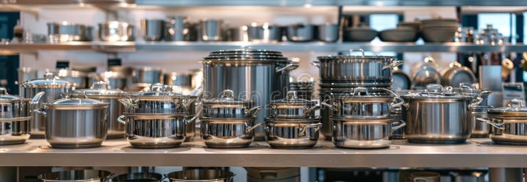 Front Display of a Kitchenware Store Featuring a Variety of Stainless ...