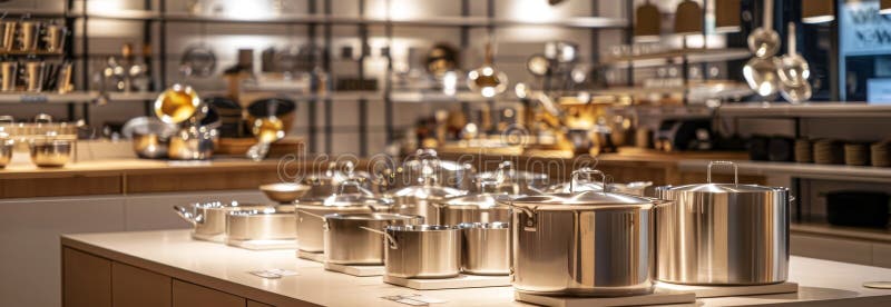Front Display of a Kitchenware Store Featuring a Variety of Stainless ...