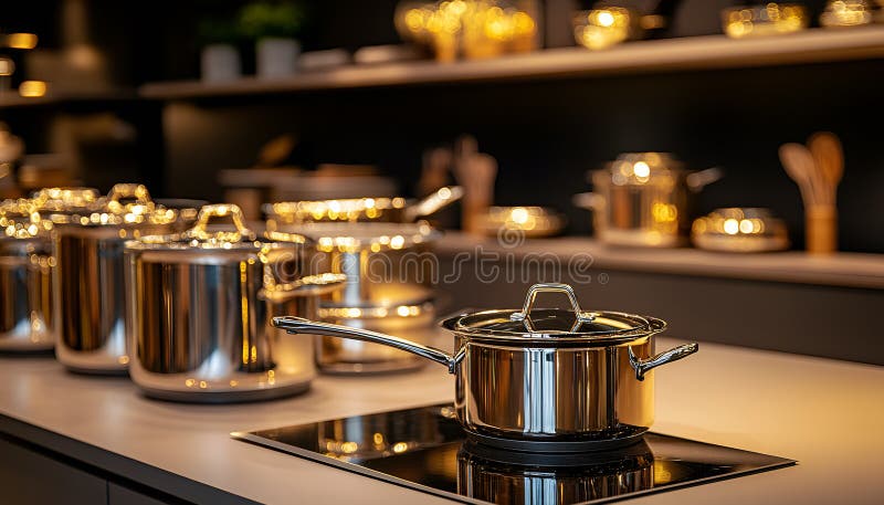New Kitchenware in Modern Interior Design Project Stock Image - Image ...