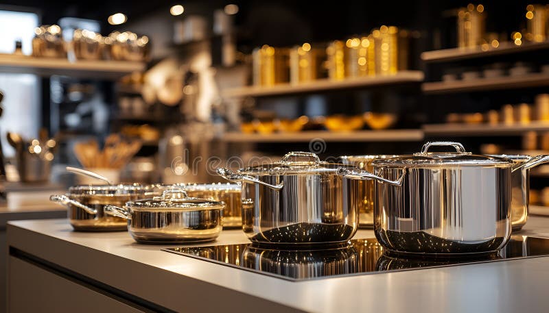 New Kitchenware in Modern Interior Design Project Stock Image - Image ...