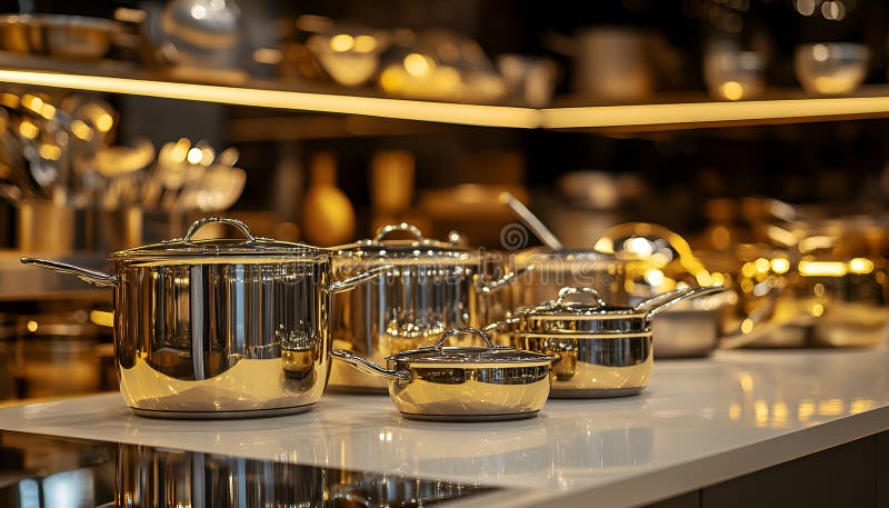 New Kitchenware in Modern Interior Design Project Stock Image - Image ...