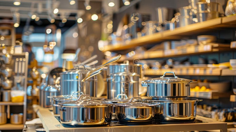 Front Display of a Kitchenware Store Featuring Various Stainless Steel ...