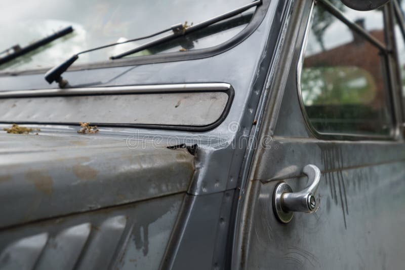 Front Door and Air Inlet Valve of an Old Run-down Citroen 2CV Stock ...