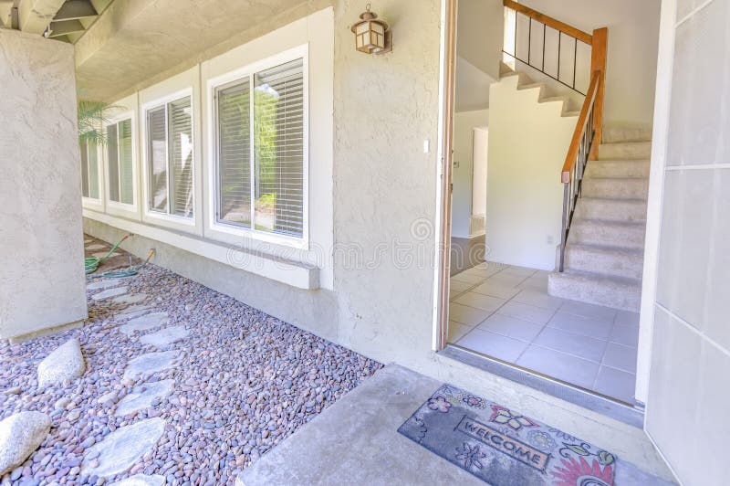 Front Door Entry Way of Empty Townhouse Stock Photo - Image of colors ...