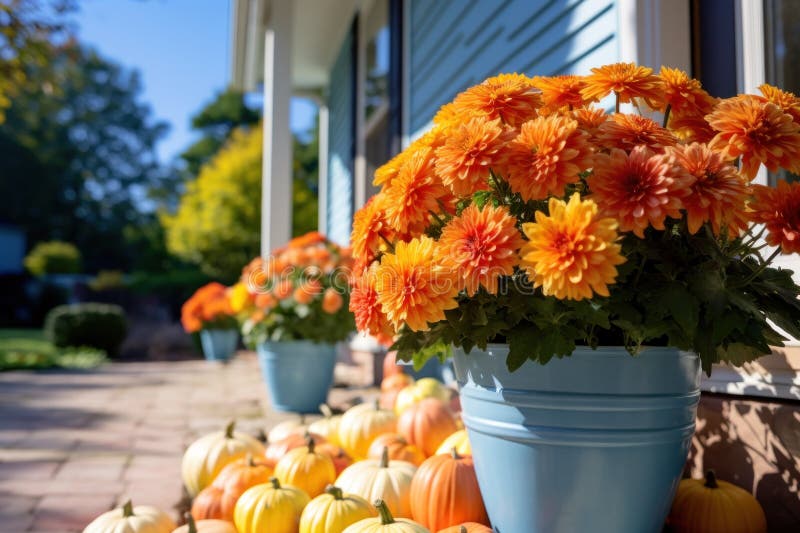 Front Door with Fall Decor, Pumpkins and Autumn Themed Decorations ...