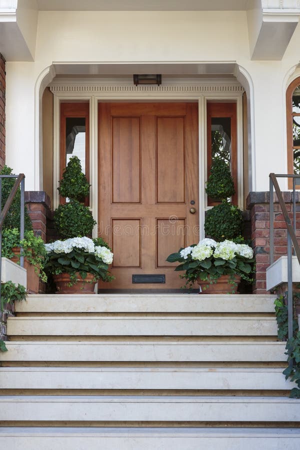 Front Door, Front View of Front Brown Door Stock Photo - Image of ...