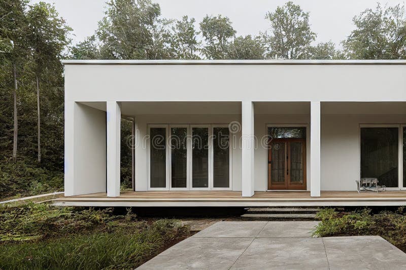 Front Door of House with Glass Inserts on Porch with Columns Stock ...