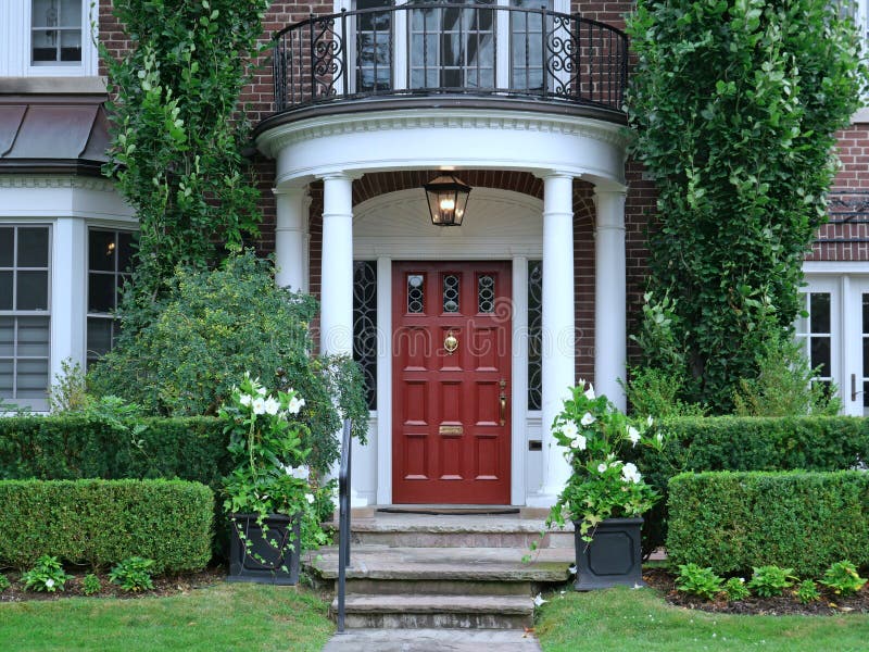 Front Door of House with Round Portico Stock Image - Image of house ...