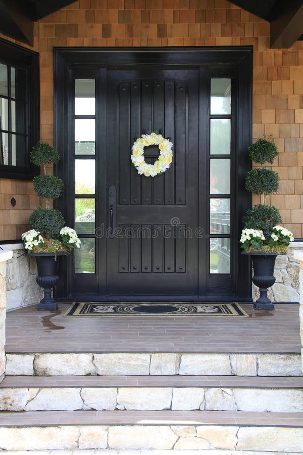White Front Door To a Luxury Home Stock Image - Image of glass ...