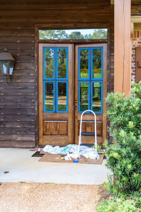 Front Door in Process of Being Refinished Stock Photo - Image of ...
