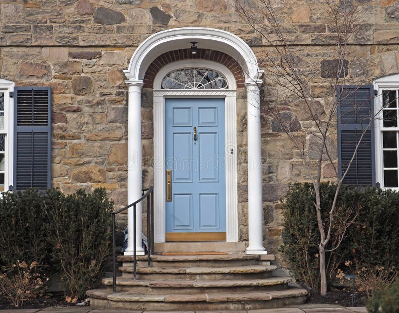 Front door stock image. Image of column, stone, house - 65944185