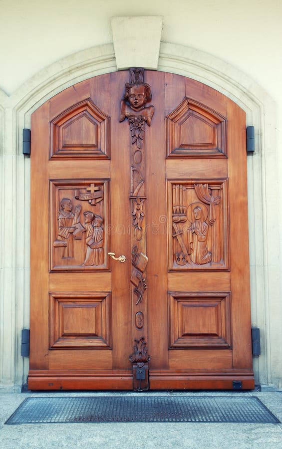 Wooden door of a church stock photo. Image of door, catholic - 13705610