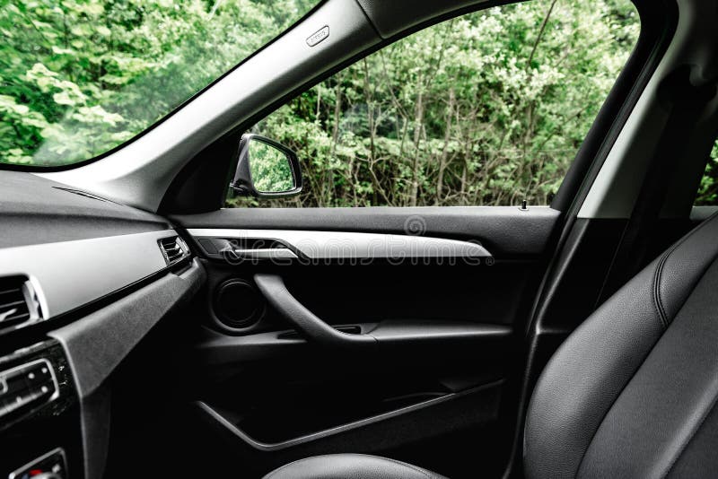 Front Door View in Car Interior. Stock Photo - Image of door ...
