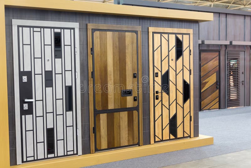 Front Doors Displays at a Store Showcase Stock Photo - Image of selling ...