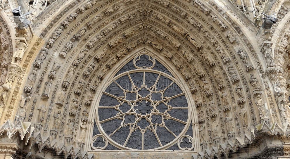 Reims Cathedral Facade stock image. Image of reims, ancient - 353510375