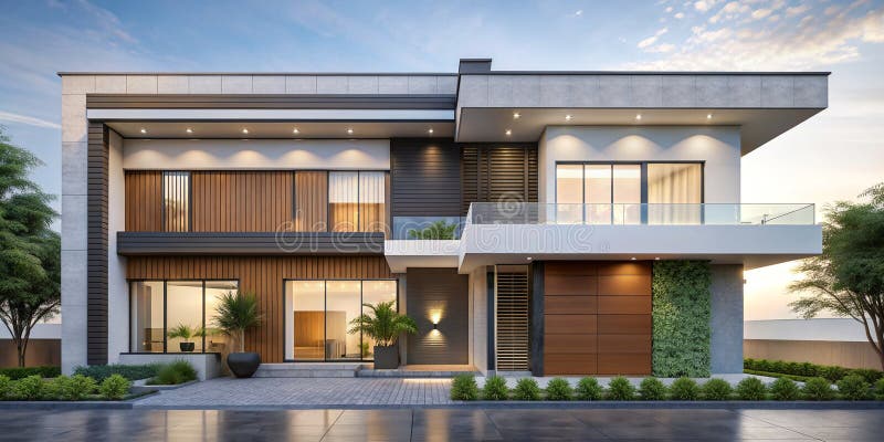 Front Elevation of Modern Style Building AI-Generated Content Stock ...