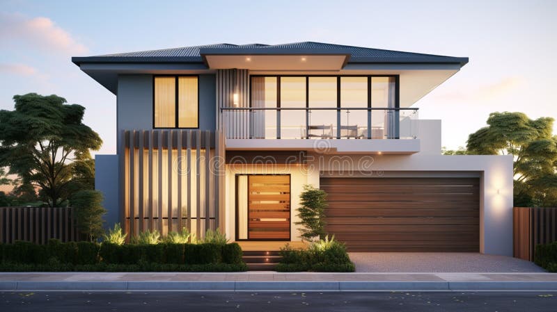 Front Elevation of a New Modern Australian Style Home. Generative Ai ...
