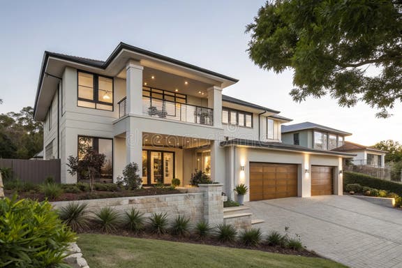 Front Elevation of a Large Double Storey Modern Home in Perth, Western ...