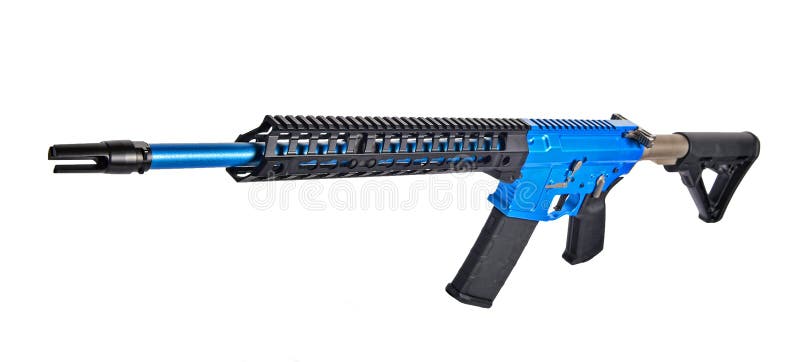 Front End of AR15 Rifle Anodized Blue Paint Stock Photo - Image of ...