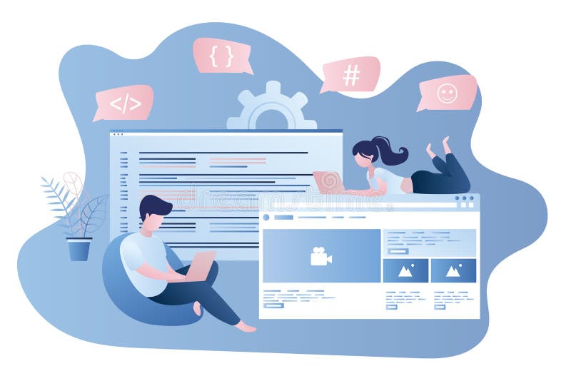 Front-end and Back-end Development,coder and Programmer with Laptops at ...