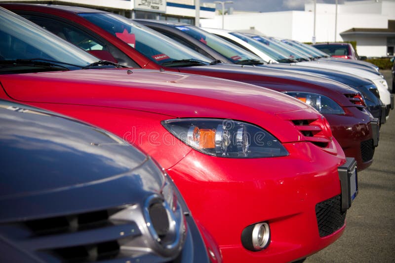 New cars in a lot stock image. Image of retail, curves - 1013195