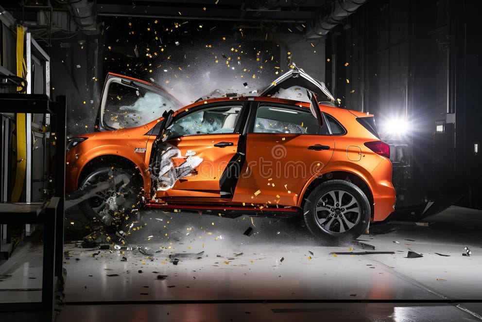 Front End Collision during a Crash Test. Generative AI Stock ...