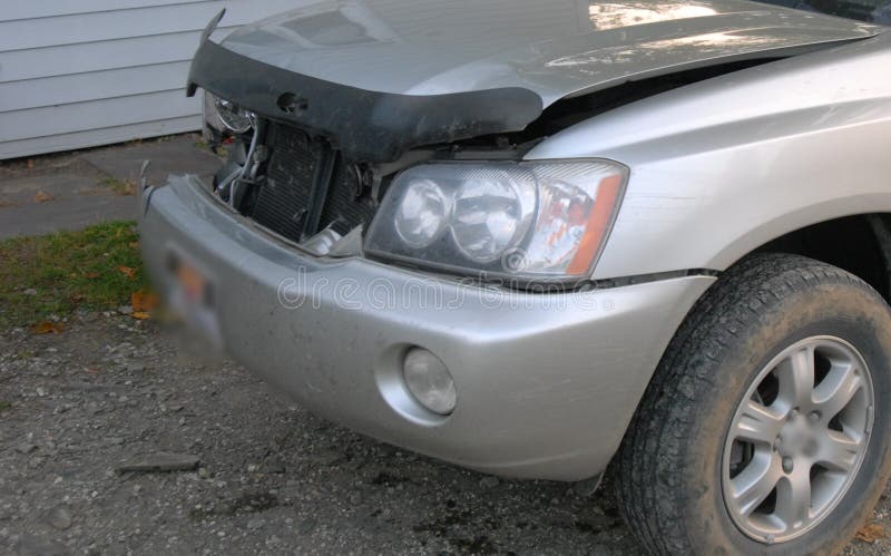 Front End Damage To a Vehicle Due To Hitting a Deer Stock Photo - Image ...