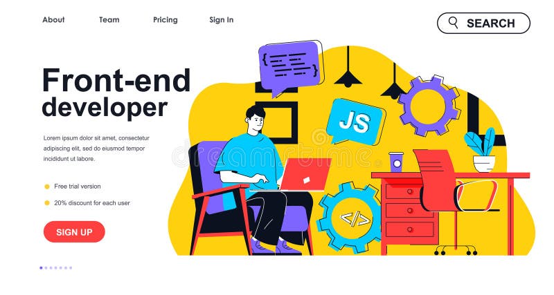 Front-end Developer Concept for Landing Page Template. Vector ...