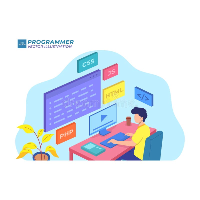 Illustration Programmer Development Design Concept Stock Vector ...