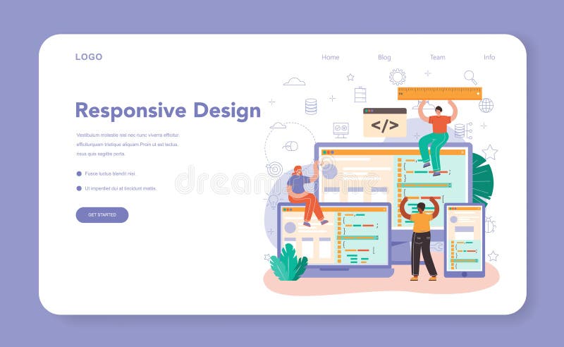 Front End Developer Web Banner or Landing Page. Website Interface Stock ...