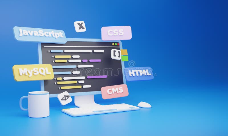 Front End Development Concept, 3d Render Stock Illustration ...