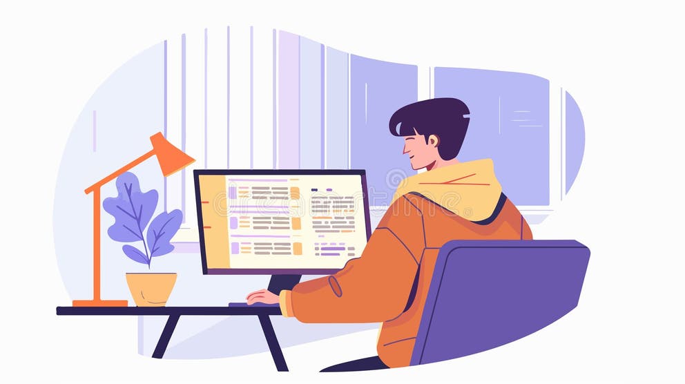 A Front-end Development Concept, Featuring a UI/UX Designer Engaged in Creating a User Interface ...