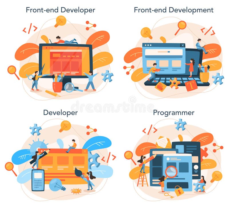 Front End Development, Programming Web Banner Design Stock Vector ...