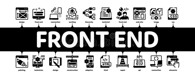 Front End Development Minimal Infographic Banner Vector Stock Vector ...