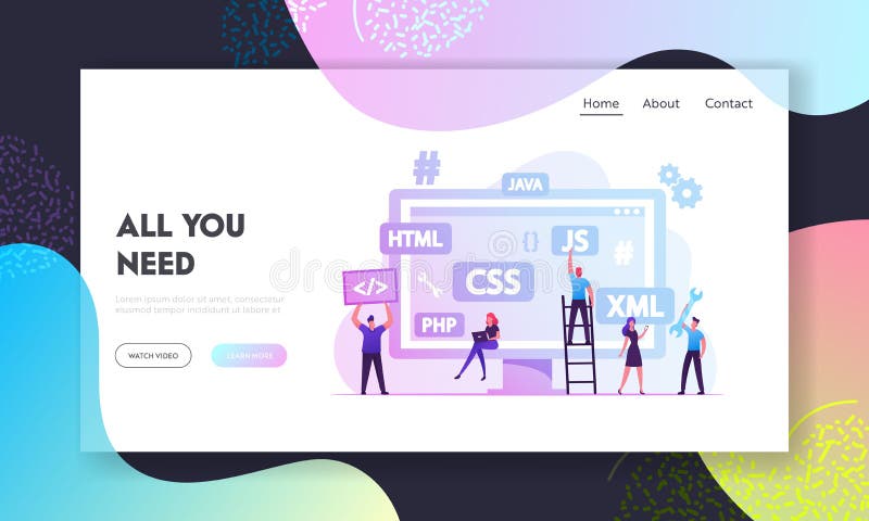 Front End Development Website Landing Page. Developers Create Ui Ux ...