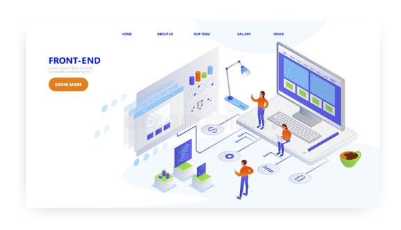 Front-end, Landing Page Design, Website Banner Vector Template ...