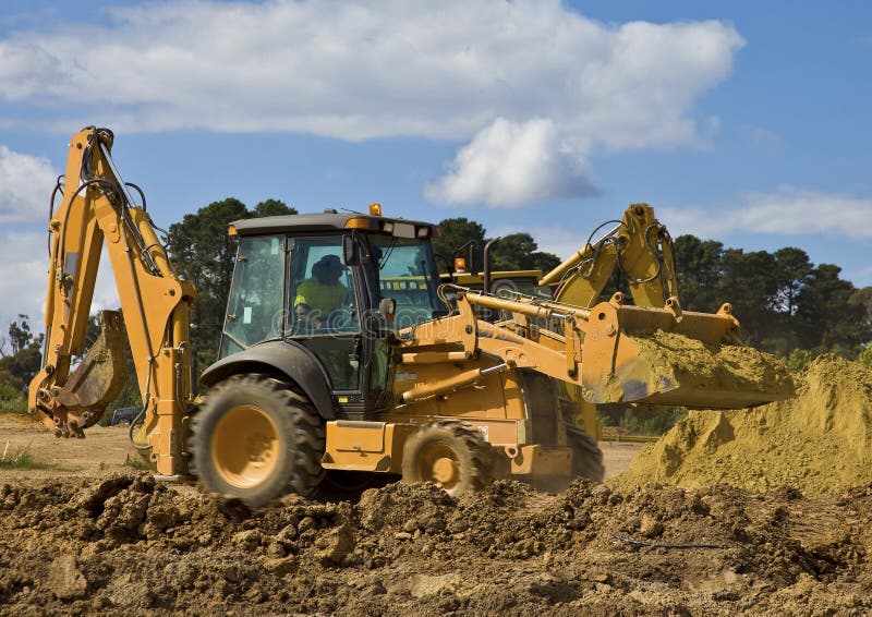 Front End Loader with Backhoe Stock Photo - Image of skip, building ...