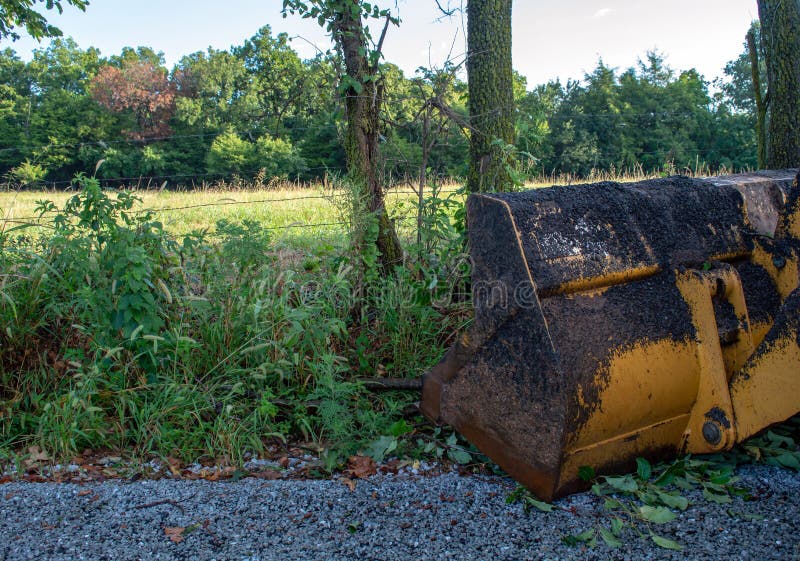 Front End Loader Closeup on Road Stock Photo - Image of dozer ...