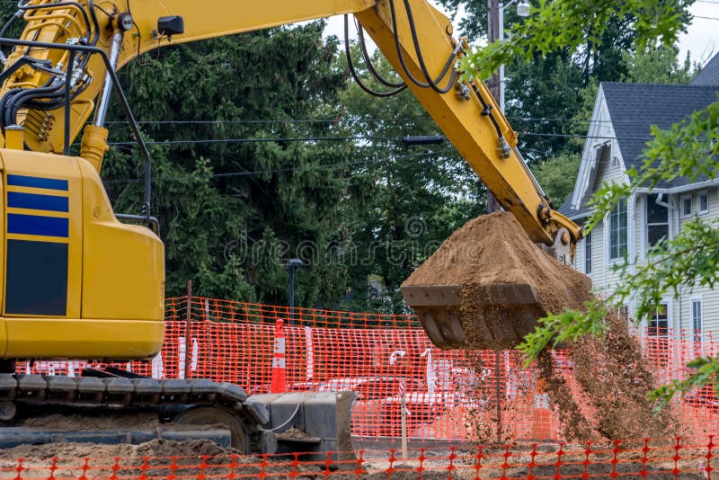 Front End Loader Digging in City Area Stock Photo - Image of career ...